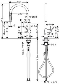 Hansgrohe Talis M54 - Páková kuchyňská baterie 210, Eco, vytahovatelná sprška, 2jet, chrom 72842000