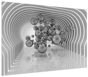 Abstraktní černobílý obraz - bubliny (100x70 cm)