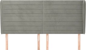 Čelo postele typu ušák světle šedé 183x23x118/128 cm samet 3118156