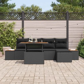 Sada zahradních pohovek 6 ks Černá Poly ratan 3358797
