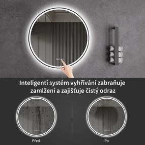 CERANO - Koupelnové LED zrcadlo Rivo, kovový rám - černá matná - Ø 80 cm