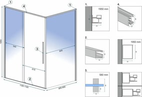 Sprchový kout REA SOLAR 90/zástěna x 120/dveře cm, černý matný/transparent - bez vaničky