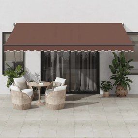 Ručně zatahovací markýza s LED světly hnědá 450 x 350 cm 3215408