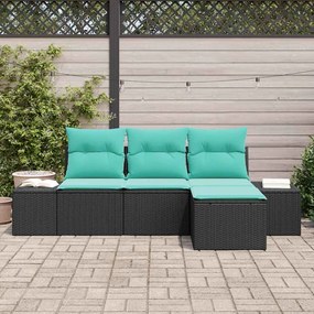 Set pohovek 4 ks Černá [Syntetika]: Poly Ratan 3347016