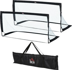 HOMCOM Fotbalová branka 2 ks skládací 183 x 90 x 90 cm s nosným pouzdrem, voděodolné fotbalové branky pro dospělé, ideální pro zahradní trénink a voln