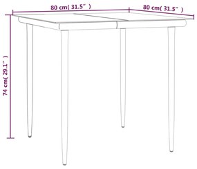 3dílný zahradní jídelní set černý ocel a textilen,  3200682