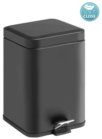 Gedy, ARGENTA Odpadkový koš 5l, Soft Close, černá matná, 230914