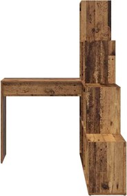 Rohový psací stůl s policí Staré dřevo 101,5 x 149,5 x 149,5 cm 3337247