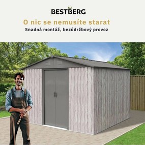 Zahradní domek BestBerg ZDB-7SD / 7,2 m² / 301 x 238 x 214 cm / dekor bílé dřevo/šedá