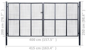 vidaXL Marketos Pletivá zahradní branka pozinkovaná ocel 400 x 200 cm šedá