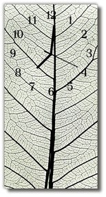Skleněné hodiny vertikální Příroda Stříbrný list