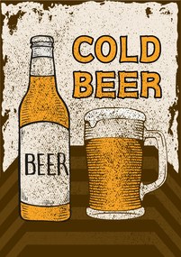 Plechová cedule Cold beer Velikost: A4 (30 x 20 cm)