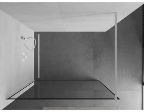 Mexen Kioto, Walk-In sprchová zástěna 110 x 200 cm, 8mm sklo čiré/černý vzor, bílý profil, 800-110-101-20-70