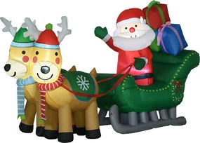 HOMCOM Nafukovací Santa Claus, nafukovací vánoční dekorace, vč. ventilátoru, do interiéru i exteriéru, bílá + zlatá
