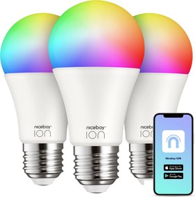 Žárovky Niceboy ION SmartBulb RGB, 12 W, E27, 3 ks