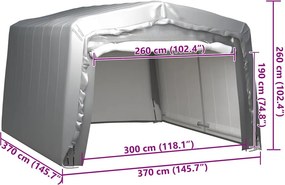 Úložný stan 370 x 370 cm ocelově šedý 3079591