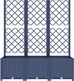 Zahradní truhlík s treláží modrá šedá 120 x 40 x 136 cm PP 318253