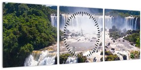 Obraz Iguassu vodopádů (s hodinami) (90x30 cm)