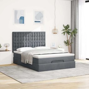 Osmanský rám postele s matracemi tmavě šedá 140x200cm samet 3314469