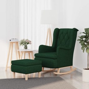Houpací křeslo se stoličkou tmavě zelené textil 3121278