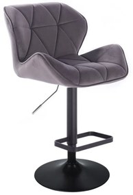 LuxuryForm DESIGN Barová židle MILANO VELUR na černé kulaté podstavě - tmavě šedá