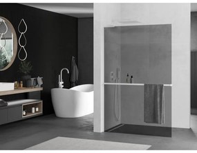 Mexen Kioto+ L, sprchová zástěna Walk-In s poličkou a věšákem 80 x 200 cm, 8mm šedé sklo, bílý profil, 800-080-123-20-40