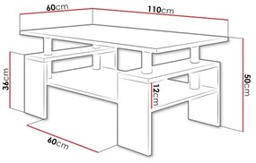 Konferenční stolek CUBE 50x110 cm bílá