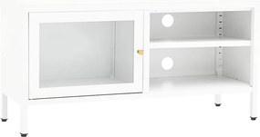 TV stolek bílý 90 x 30 x 44 cm ocel a sklo 336056