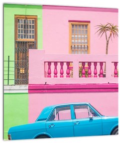 Obraz auta - barevné domy (30x30 cm)