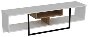 Bílý TV stolek v dekoru dubu 149x40 cm Asal – Kalune Design