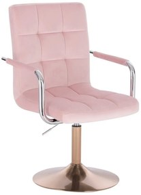 LuxuryForm DESIGN Otočná židle VERONA VELUR na zlatém talíři - růžová