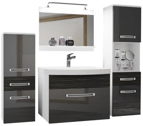 Koupelnový nábytek Belini Premium Full Version šedý lesk / královský eben + umyvadlo + zrcadlo + LED osvětlení Glamour 90
