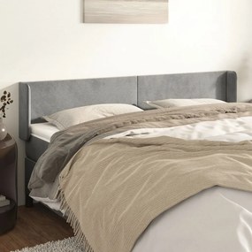Čelo postele typu ušák světle šedé 163x16x78/88 cm samet 3118542