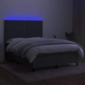 Box spring postel s matrací a LED tmavě šedá 140x190 cm textil 3134790