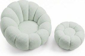 Designové křeslo BLOOM s taburetem, světle zelená