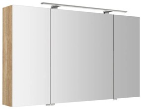 Sapho RIWA galerka s LED osvětlením, 3x dvířka, 121x70x17cm, dub alabama RIW120-0022