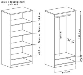 TADEUSZ L | šatní skříň T-7 | 90 cm | lefkas