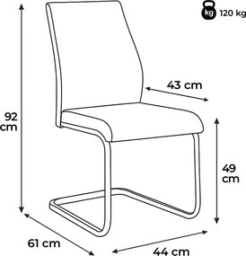 Jídelní židle MIDDY - krémová ekokůže / broušené nerezové nohy
