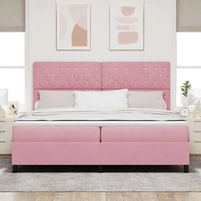Postel s boxspringem s čelo Růžová 200 x 200 cm samet 3339793