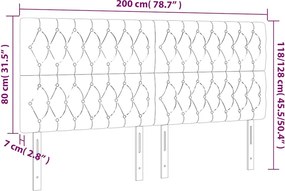 Čelo postele s LED černé 200x7x118/128 cm samet 3122828