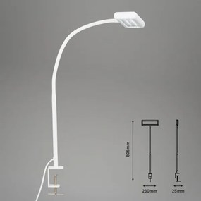 Brilo - LED Flexibilní stolní lampa s klipem TRASNA LED/7,5W/230V bílá