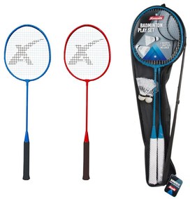 Sada badminton pálky 2ks + míček 2ks 65cm kov/plast 2 barvy v pouzdře