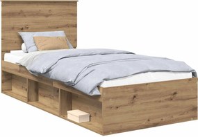 Rám postele Umělecký dub 100 x 200 cm Masivní borové dřevo 3409398