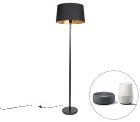 Chytrá stojací lampa černá s černým stínidlem 45 cm včetně Wifi A60 - Simplo