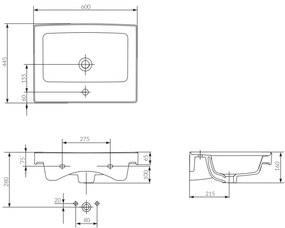 Cersanit Crea, závěsná skříňka s umyvadlem 60cm, set B114, dub, S801-288