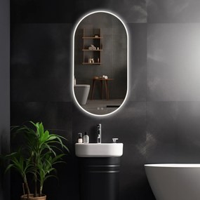 Tutumi Oválné zrcadlo 50x90 cm s regulovatelným LED osvětlením HOM-05524