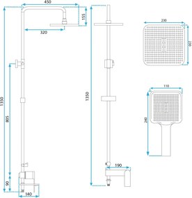 Sprchový komplet REA STORM se sklopným výtokovým ramínkem, kartáčovaná měď