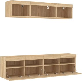 5dílná obývací stěna s LED dub sonoma kompozitní dřevo 3216720