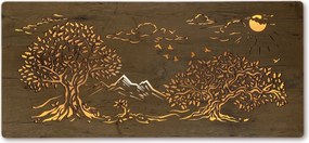 Li-Go "Tři duby" světelný obraz s baterií 110x50 cm varianta ovládání: manuál/pohybové čidlo, provedení povrchu: bříza