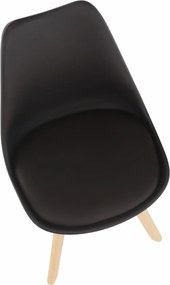 Jídelní židle SKANDI - dřevo, plast, ekokůže, buk / tmavě hnědá